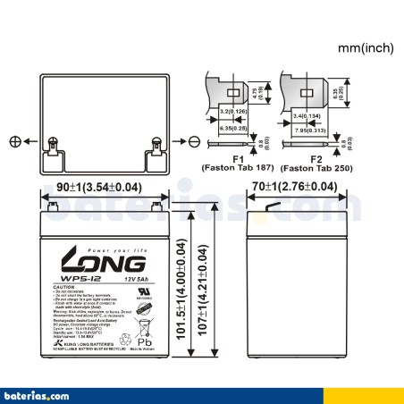 Long WP5-12. device battery Long 5Ah 12V