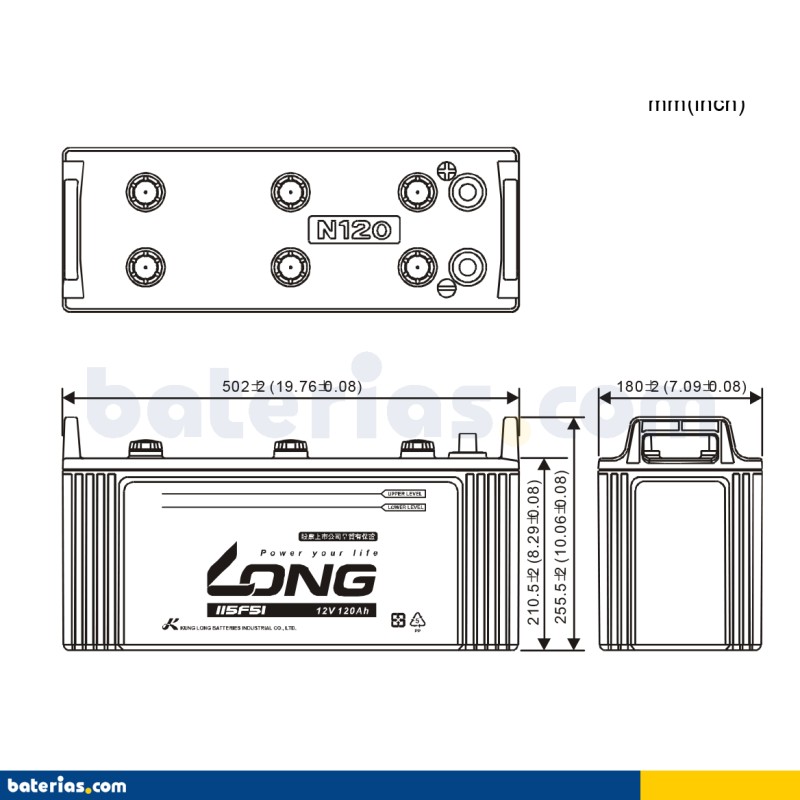 Long 115F51. Car battery Long 120Ah 12V