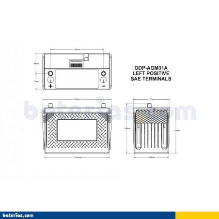 Odyssey 31-925T ODP-AGM31A. Batería para arrancadores de vehículos ...