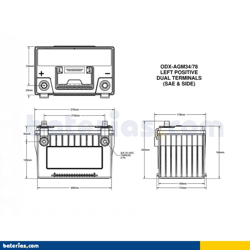 Odyssey 34/78-PC1500 ODX-AGM34-78. Truck and industrial vehicle battery ...