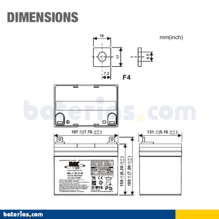 MK ES33-12. Wheelchair battery MK 35Ah 12V