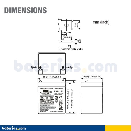 Batterie cyclique MK Powered ES5-12 T2 12V 5Ah AGM | baterias.com
