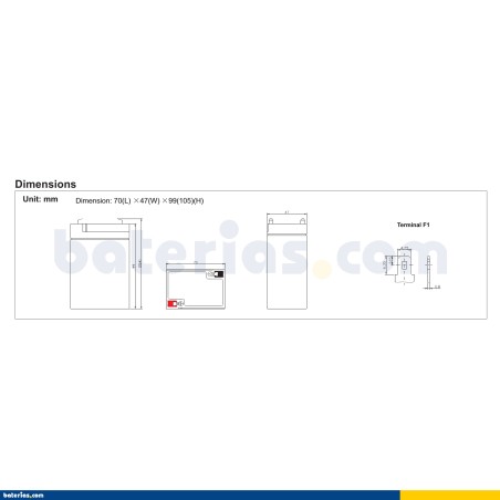 Ritar RT645. Battery for UPS Ritar 4,5Ah 6V