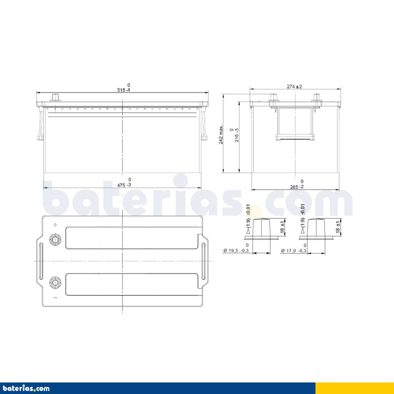 Exide EE2353. Truck and industrial vehicle battery Exide 235Ah 12V