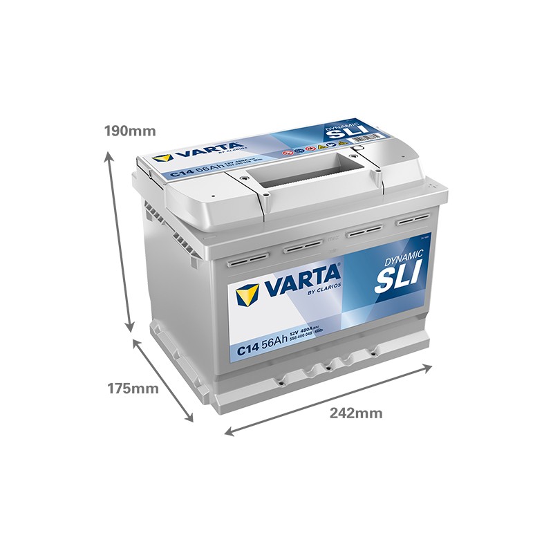 Car battery Varta C14 12V 56Ah 480A | baterias.com
