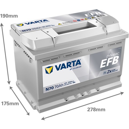 Batteria Start-Stop Varta N70 12V 70Ah 760A EFB | baterias.com