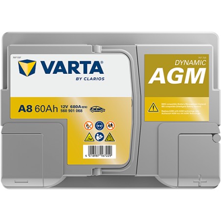 Batería Start-Stop Varta A8 12V 60Ah 680A AGM | baterias.com